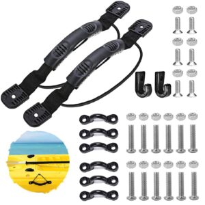 2 pack kayak handles，kayak side handle mount with screws and bungee paddle holder kit for ocean kayak handle luggage handle replacement parts and accessories