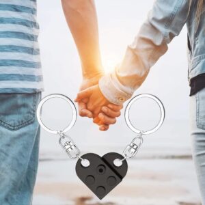 LGOUYGG Matching Brick Keychain for Couples, Cute Heart Shape Keychains Set, Sweet Gifts for Girlfriend Boyfriend Friendship (Black)