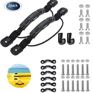 2 Pack Kayak Handles，Kayak Side Handle Mount with Screws and Bungee Paddle Holder Kit for Ocean Kayak Handle Luggage Handle Replacement Parts and Accessories