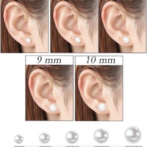 lureme 4 Pairs Round Simulated Shell Pearl Stud Earrings Pack (er006323-2)