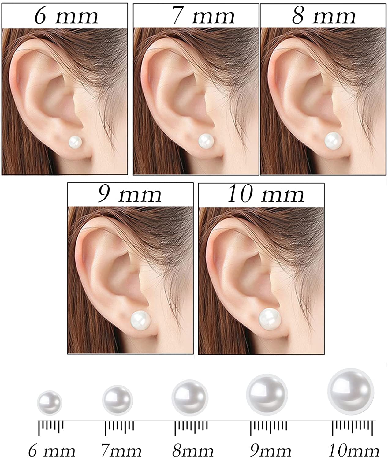 lureme 4 Pairs Round Simulated Shell Pearl Stud Earrings Pack (er006323-2)