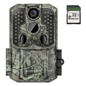 wosports trail camera,36mp 4k 0.2s trigger motion activated,game hunting camera with night vision ip66 waterproof 2.0''lcd 120°wide camera lens for outdoor scouting wildlife monitoring home security