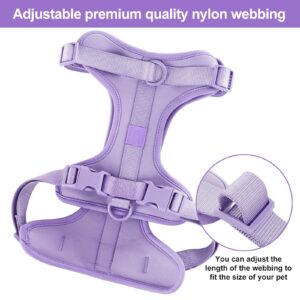 No Pull Lightweight Dog Harness: Adjustable Durable Breathable Mesh Pet Vest Harness with Soft & Comfortable Cushion, for Small Medium Large Dogs (S, Lilac)