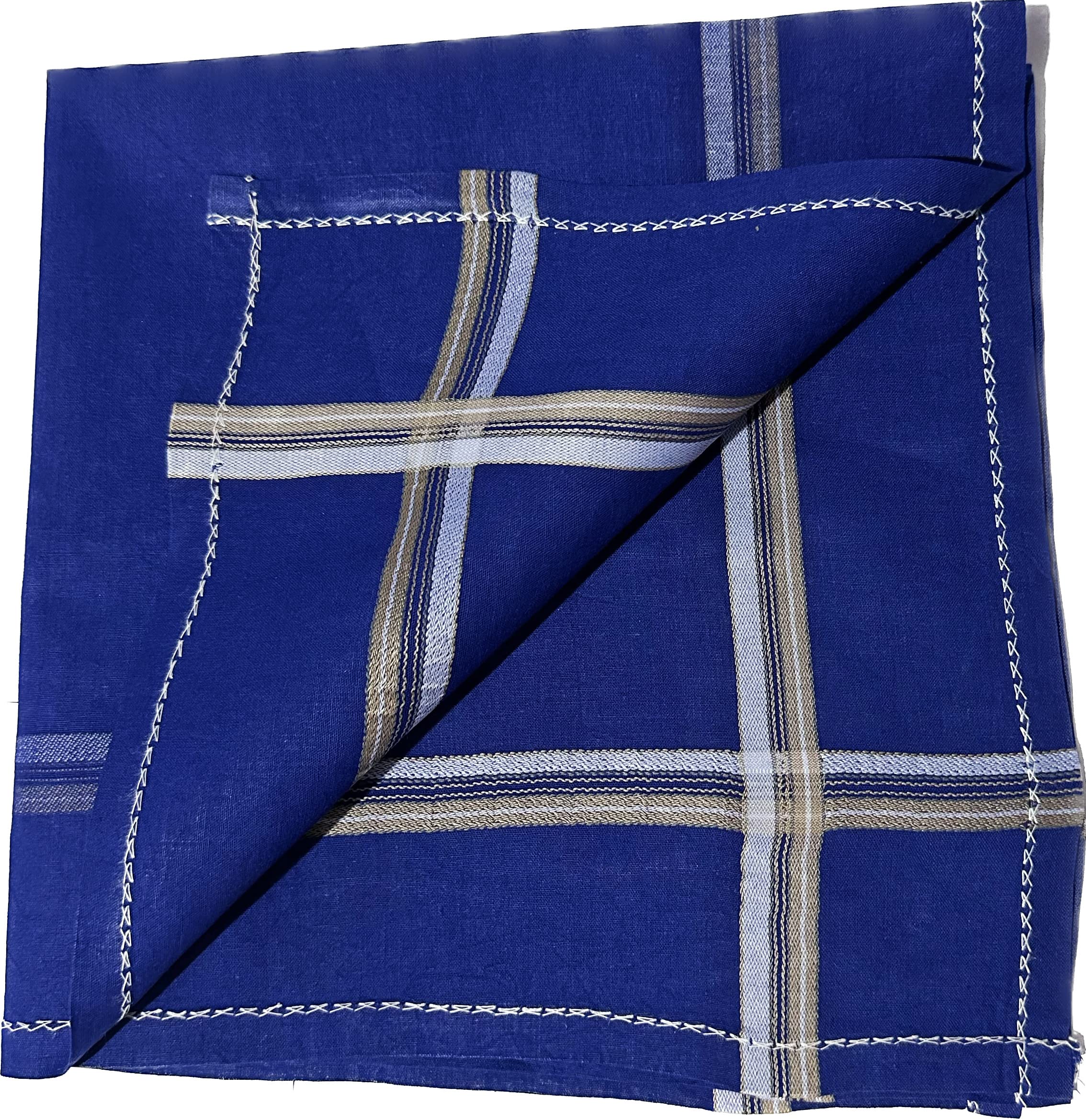 Royal Mart men's handkerchiefs, 100% cotton, hemstitched, 17x17 inches, multi-colored (Pack of 12)