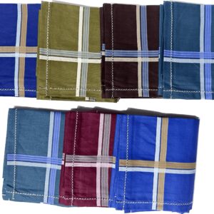 Royal Mart men's handkerchiefs, 100% cotton, hemstitched, 17x17 inches, multi-colored (Pack of 12)