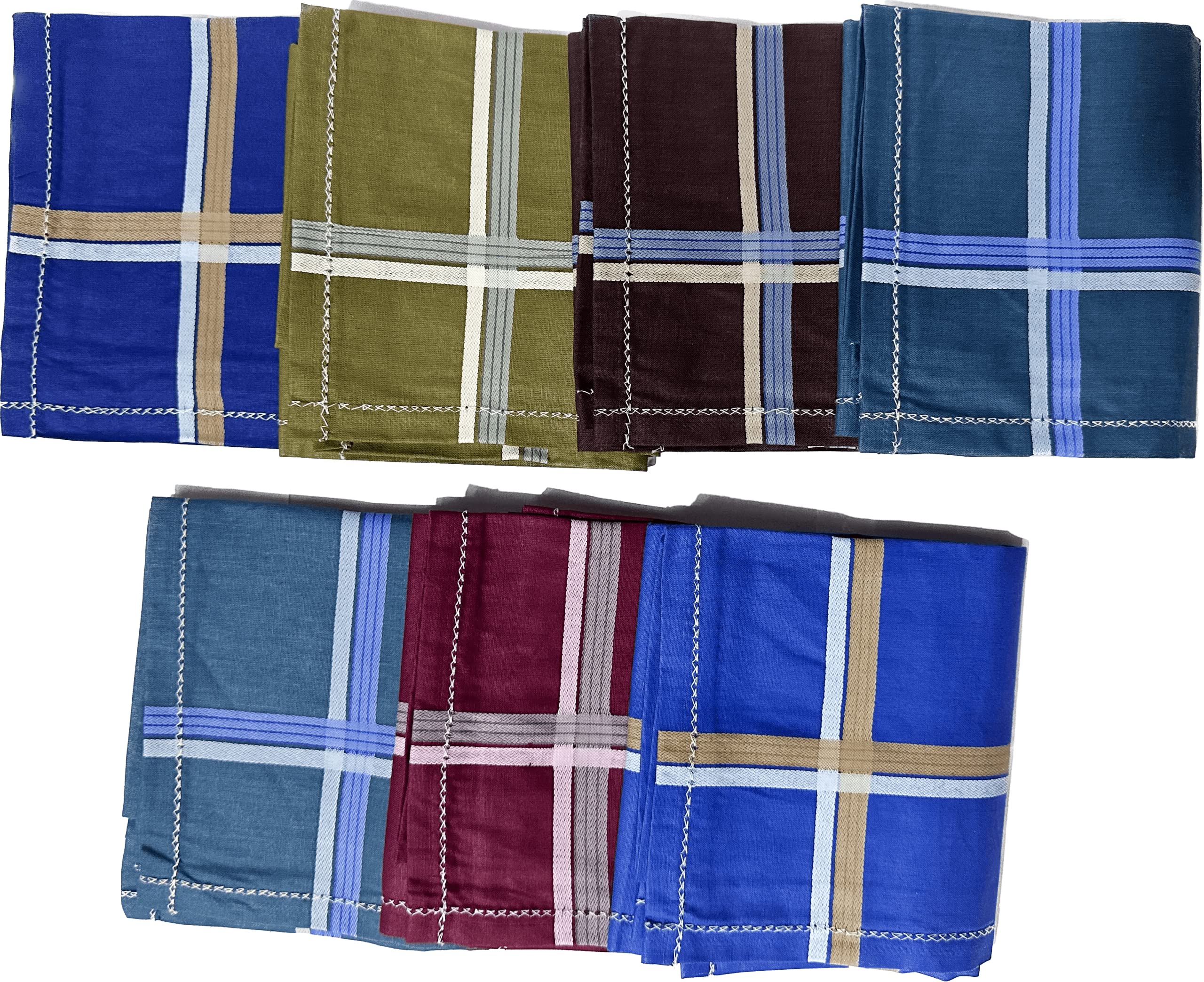 Royal Mart men's handkerchiefs, 100% cotton, hemstitched, 17x17 inches, multi-colored (Pack of 12)