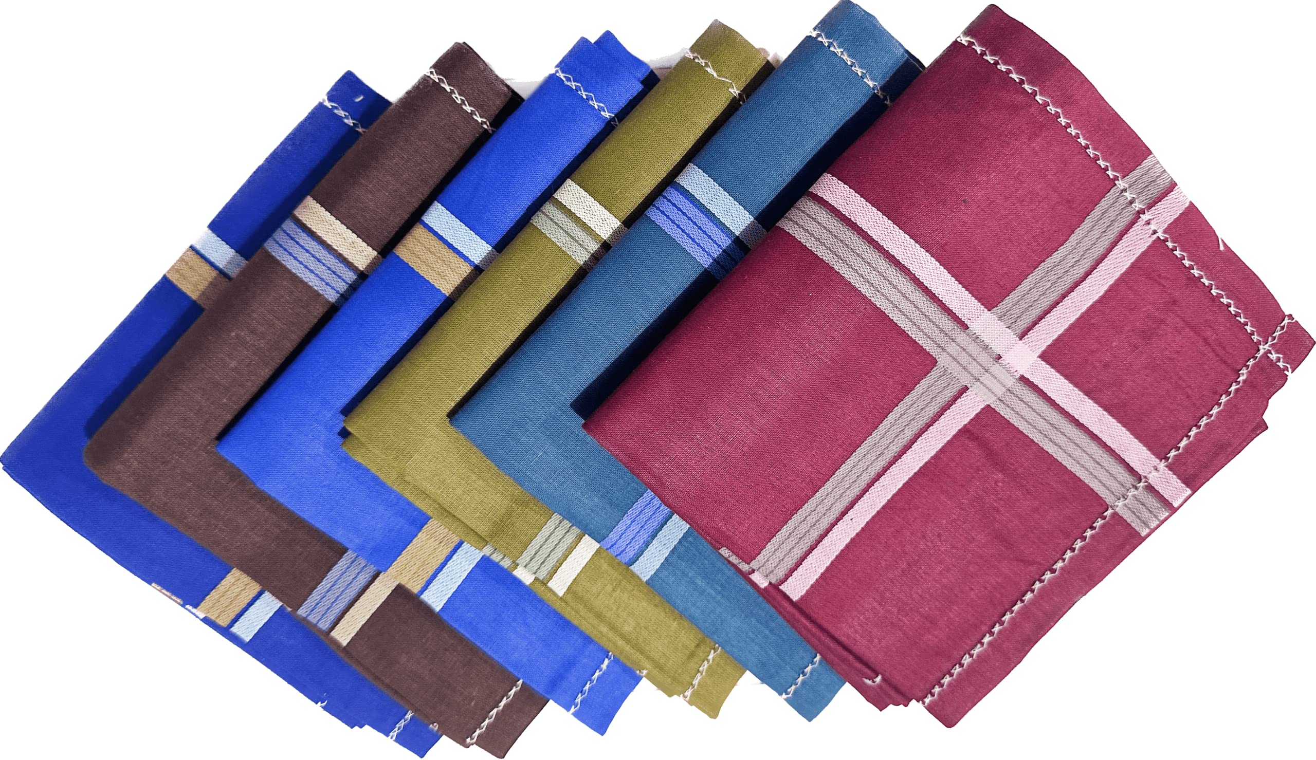 Royal Mart men's handkerchiefs, 100% cotton, hemstitched, 17x17 inches, multi-colored (Pack of 12)