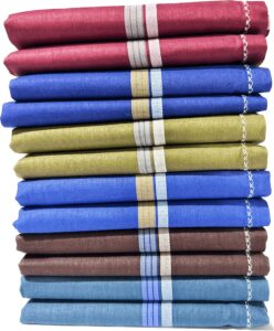 royal mart men's handkerchiefs, 100% cotton, hemstitched, 17x17 inches, multi-colored (pack of 12)