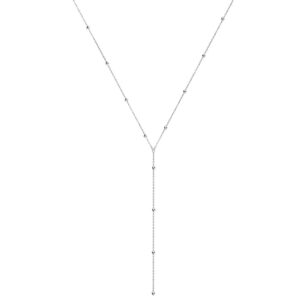 ball bead y necklace for women girls silver plated fashion choker chain drop adjustable hypoallergenic simple jewelry 17 inch (sliver)