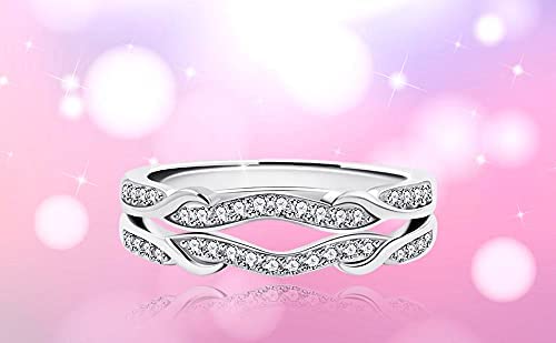 Uloveido 925 Sterling Silver 2pc Stackable Infinity Ring Enhancer for Women Wedding Engagement Anniversary Promise Rings Y1522 (Size 9)