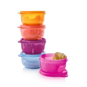 new tupperware newtupperware ideal lit’l snack cup bowl 8oz / 250ml set of 5, multicolor