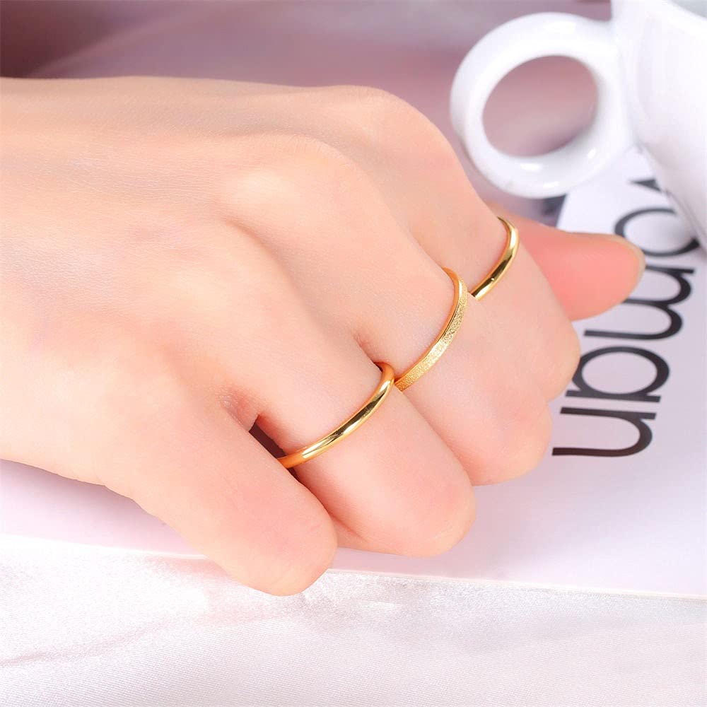 Liaya 14K Gold Plated 3Pcs Band-style Rings Set for Women & Teen Girls