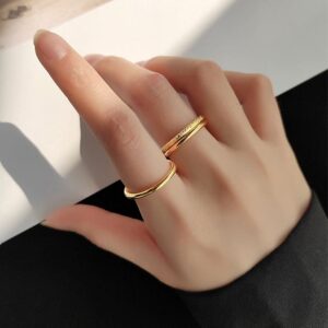 Liaya 14K Gold Plated 3Pcs Band-style Rings Set for Women & Teen Girls