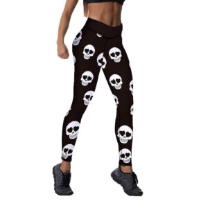 jifre soft high waist slim yoga halloween love skull printed pants for sportwear long trousers fitness (love skull, m)