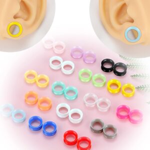 JOYTOYOU 16Pairs Ear Tunnels Soft Silicone Double Flare Saddle Gauges Ear Plugs Ear Expander Flexible Ear Stretching Kit Mixed Colors for Women Men 2G