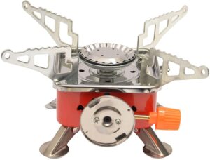 portable camping gas stove, ultralight backpacking stove folding outdoor camping stove with carry case for hiking, camping, outdoor cooking, picnic, bbq