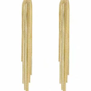 Gold Long Tassel Earrings for Women