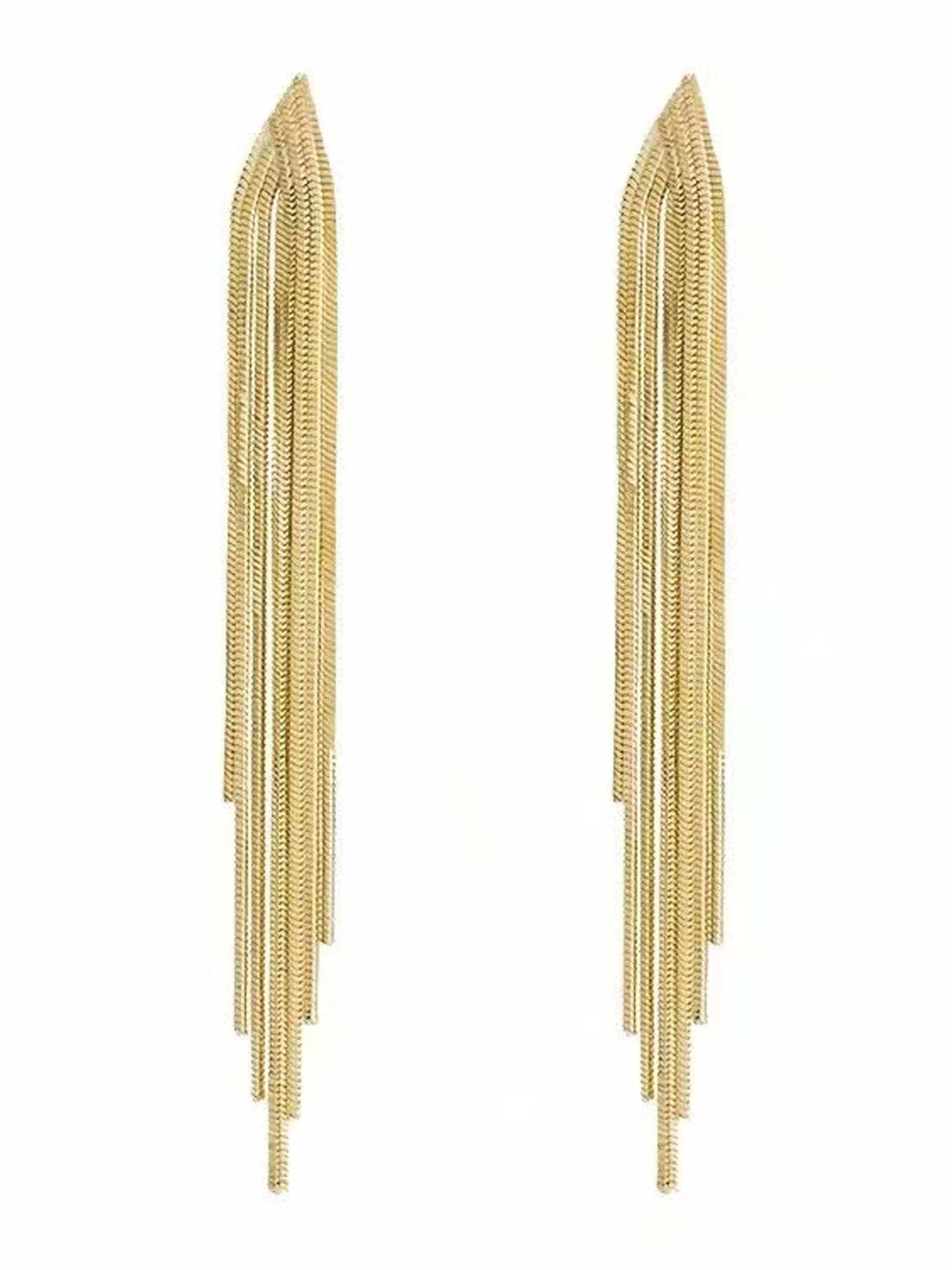 Gold Long Tassel Earrings for Women