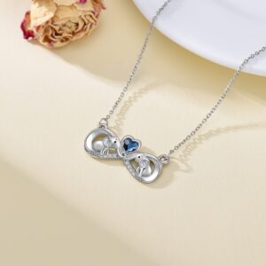 Flpruy Elephant Gift Necklace for Women 925 Sterling Silver Infinity BBF Crystal Heart Pendant for Women Girl