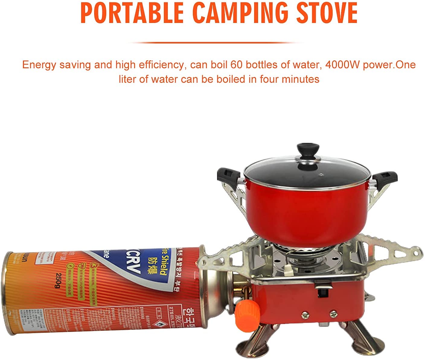 Portable Camping Gas Stove, Ultralight Backpacking Stove Folding Outdoor Camping Stove with Carry Case for Hiking, Camping, Outdoor Cooking, Picnic, BBQ