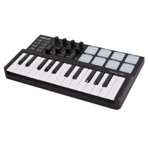 btuty 25-key midi keyboard panda mini portable mini drum pad midi controller, usb