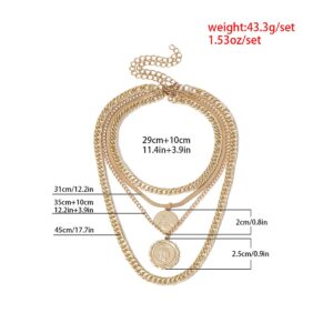 GDcome Gold Coin Necklace Holy Layered Snake Bone Coin Choker Necklaces Layering Pendant Necklace Chain Jewelry for Women Girls