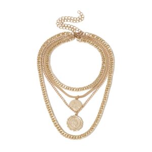 gdcome gold coin necklace holy layered snake bone coin choker necklaces layering pendant necklace chain jewelry for women girls