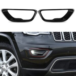 sportuli black front fog light cover fog lamp trim replace for 2017-2021 jeep grand cherokee (2017-2021)