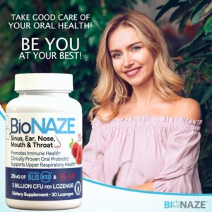 Bionaze Oral Probiotic K12 Dairy Free for Sinus Tonsil Stones Bad Breath Post Nasal Drip Throat Mouth Teeth - Improve Oral & Upper Respiratory Health with Clinically Proven BLIS K12 & BL-04 (2 Pack)