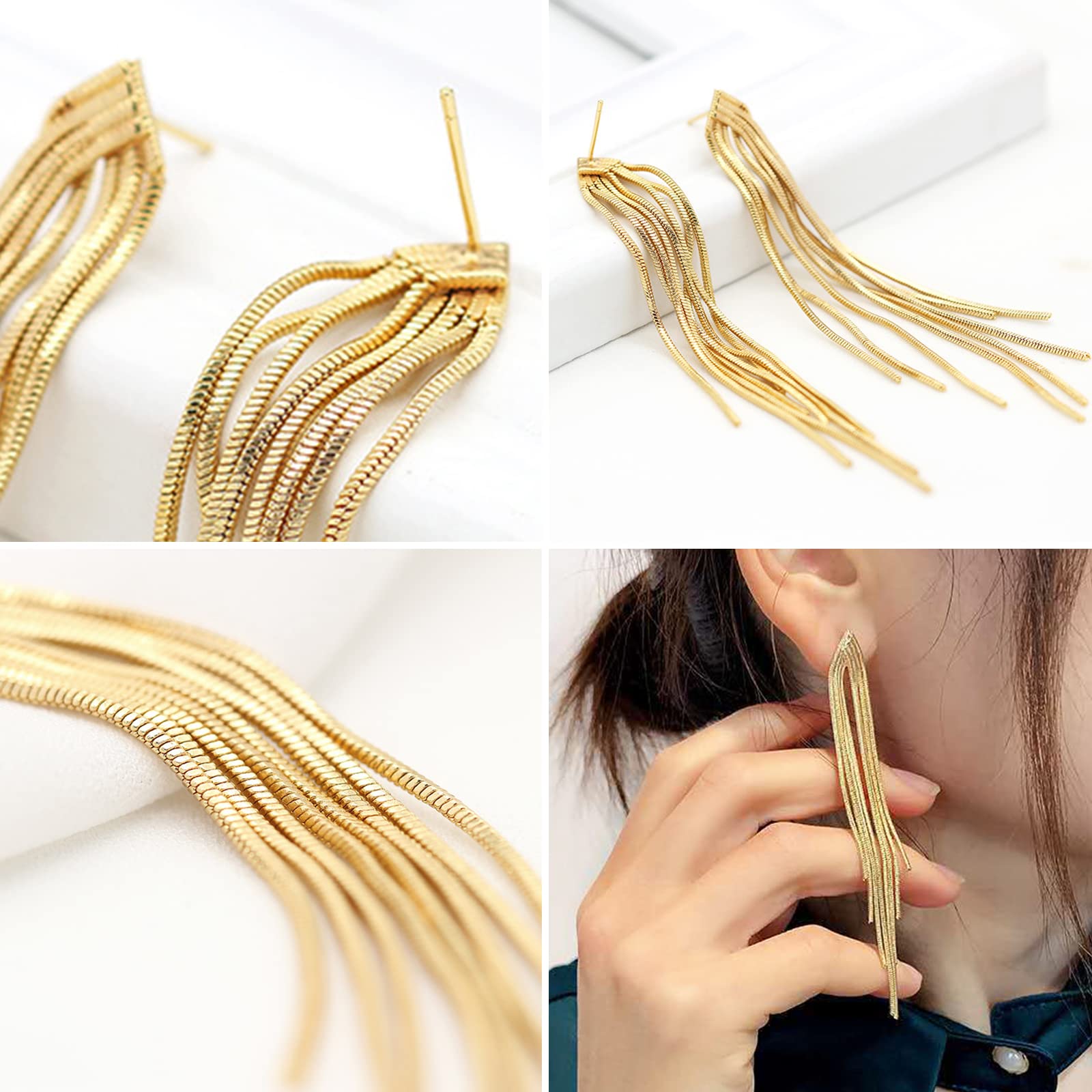 Gold Long Tassel Earrings for Women