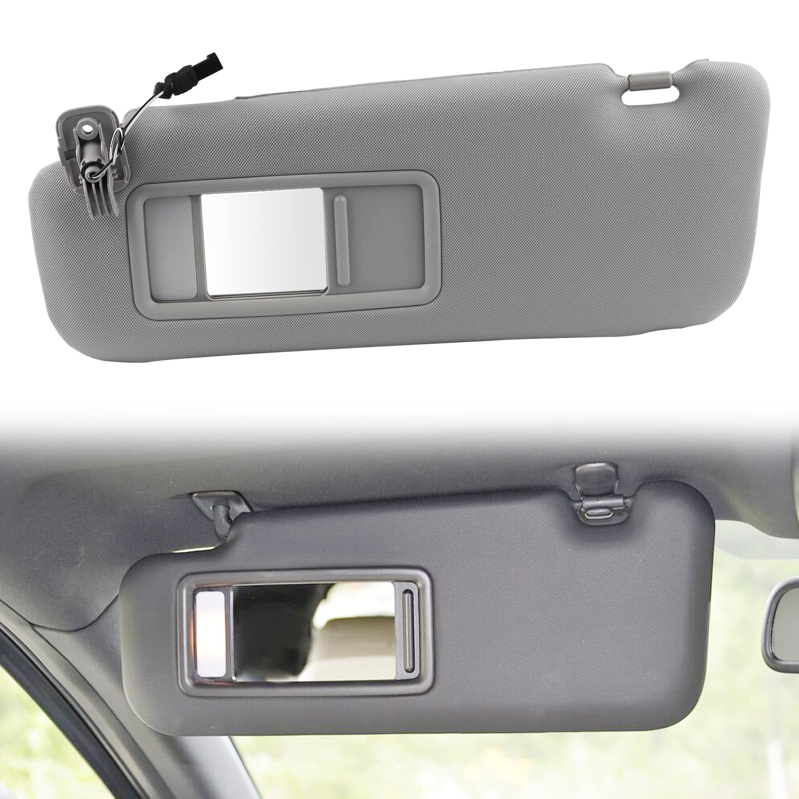 JDMON Compatible with Sun Visor Mazda CX-9 2010 2011 2012 2013 2014 2015 Left Driver Side Gray with Lamp Replaces TDY1-69-320