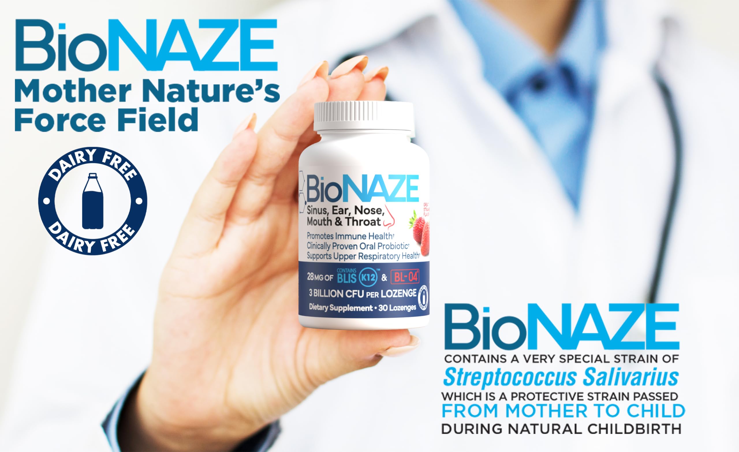 Bionaze Oral Probiotic K12 Dairy Free for Sinus Tonsil Stones Bad Breath Post Nasal Drip Throat Mouth Teeth - Improve Oral & Upper Respiratory Health with Clinically Proven BLIS K12 & BL-04 (2 Pack)