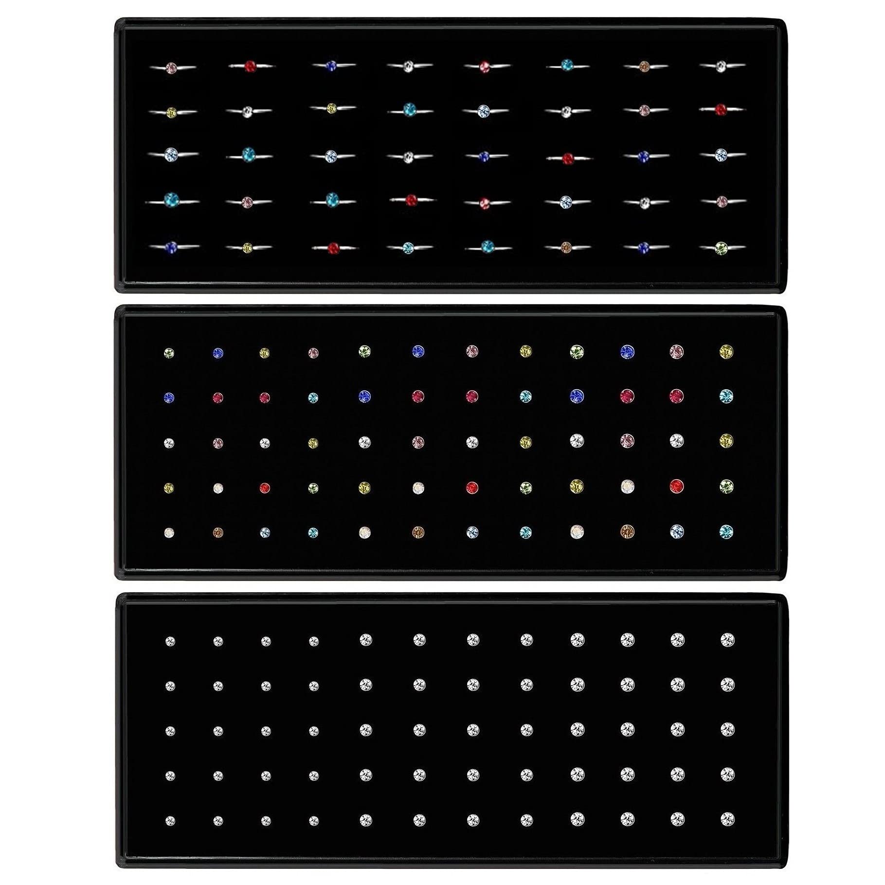 OMAIGAR 3 Sets 160 Pcs Nose Rings and Studs, Surgical Stainless Steel Piercing Jewelry, Colorful Hoops for Women, 1.5/2/2.5mm Studs Men, Idea Gift or Daily Wear