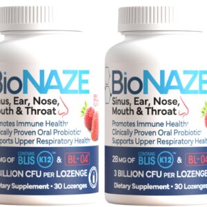 Bionaze Oral Probiotic K12 Dairy Free for Sinus Tonsil Stones Bad Breath Post Nasal Drip Throat Mouth Teeth - Improve Oral & Upper Respiratory Health with Clinically Proven BLIS K12 & BL-04 (2 Pack)