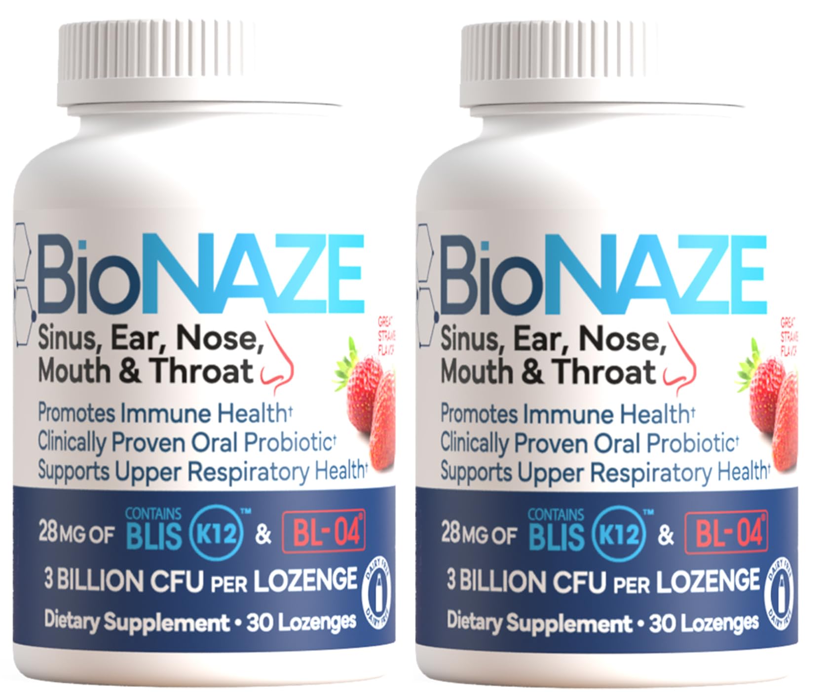 Bionaze Oral Probiotic K12 Dairy Free for Sinus Tonsil Stones Bad Breath Post Nasal Drip Throat Mouth Teeth - Improve Oral & Upper Respiratory Health with Clinically Proven BLIS K12 & BL-04 (2 Pack)