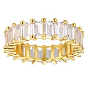 nossa transparent cz baguette eternity band(5 carat) | gold stackable rings chunky statement wedding ring for her size 4