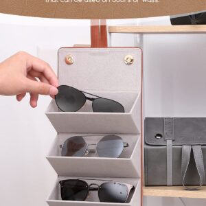 cloudever Sunglasses Travel Case Organizer for Men Women, Eyeglasses Foldable Hanging Case Storage Holder Organizer (Orange Brown)