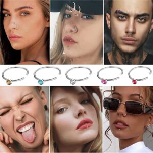 OMAIGAR 3 Sets 160 Pcs Nose Rings and Studs, Surgical Stainless Steel Piercing Jewelry, Colorful Hoops for Women, 1.5/2/2.5mm Studs Men, Idea Gift or Daily Wear