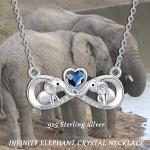 Flpruy Elephant Gift Necklace for Women 925 Sterling Silver Infinity BBF Crystal Heart Pendant for Women Girl