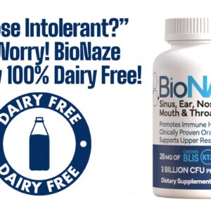 Bionaze Oral Probiotic K12 Dairy Free for Sinus Tonsil Stones Bad Breath Post Nasal Drip Throat Mouth Teeth - Improve Oral & Upper Respiratory Health with Clinically Proven BLIS K12 & BL-04 (2 Pack)