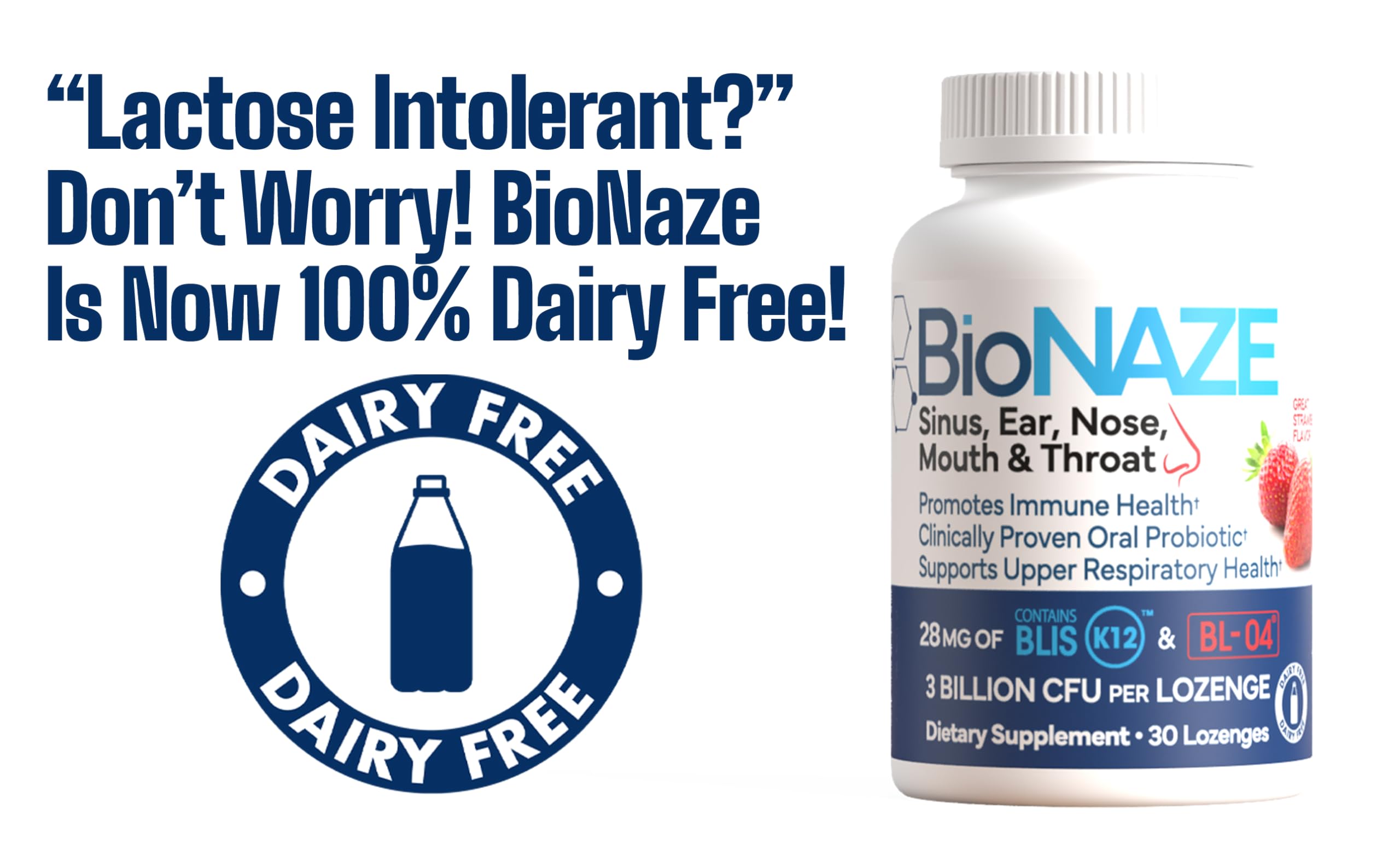 Bionaze Oral Probiotic K12 Dairy Free for Sinus Tonsil Stones Bad Breath Post Nasal Drip Throat Mouth Teeth - Improve Oral & Upper Respiratory Health with Clinically Proven BLIS K12 & BL-04 (2 Pack)