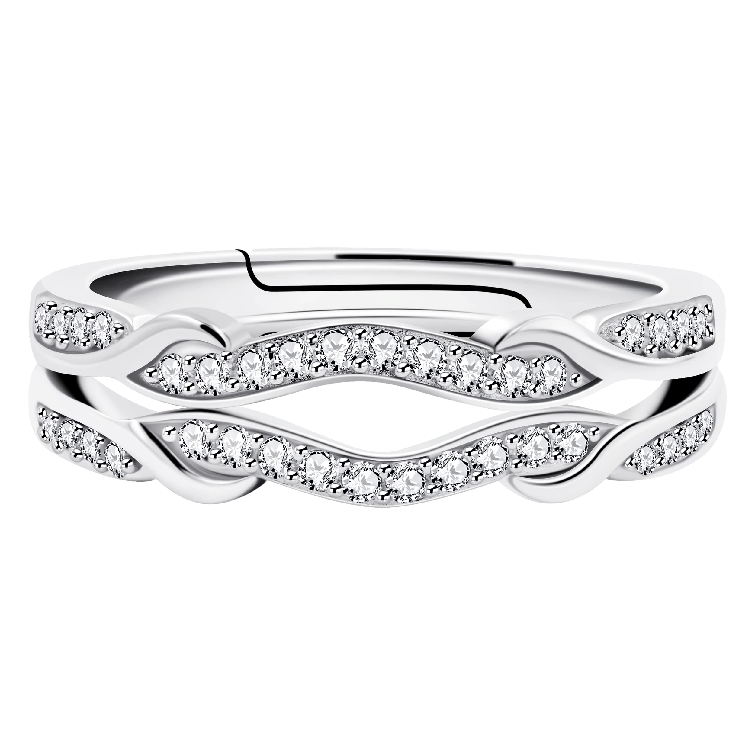 Uloveido 925 Sterling Silver 2pc Stackable Infinity Ring Enhancer for Women Wedding Engagement Anniversary Promise Rings Y1522 (Size 9)