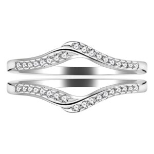 uloveido 925 sterling silver infinity bypass wedding engagement ring guard enhancer with cubic zirconia 2pcs/ sety1516 (size 7)