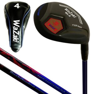 japan wazaki single hybrid iron usga r a rules golf club with cover,wliis model,whole black oil finish,no.4, 21 degree,mens regular flex,55g graphite shaft,plus half inch length