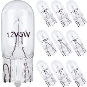 diximus landscape light bulbs 5w - krypton 12v t3-1/4 small light bulb low voltage wedge base bulbs w5w for landscape, rv and cabinet lighting t10 clear bulbs - 10 pack