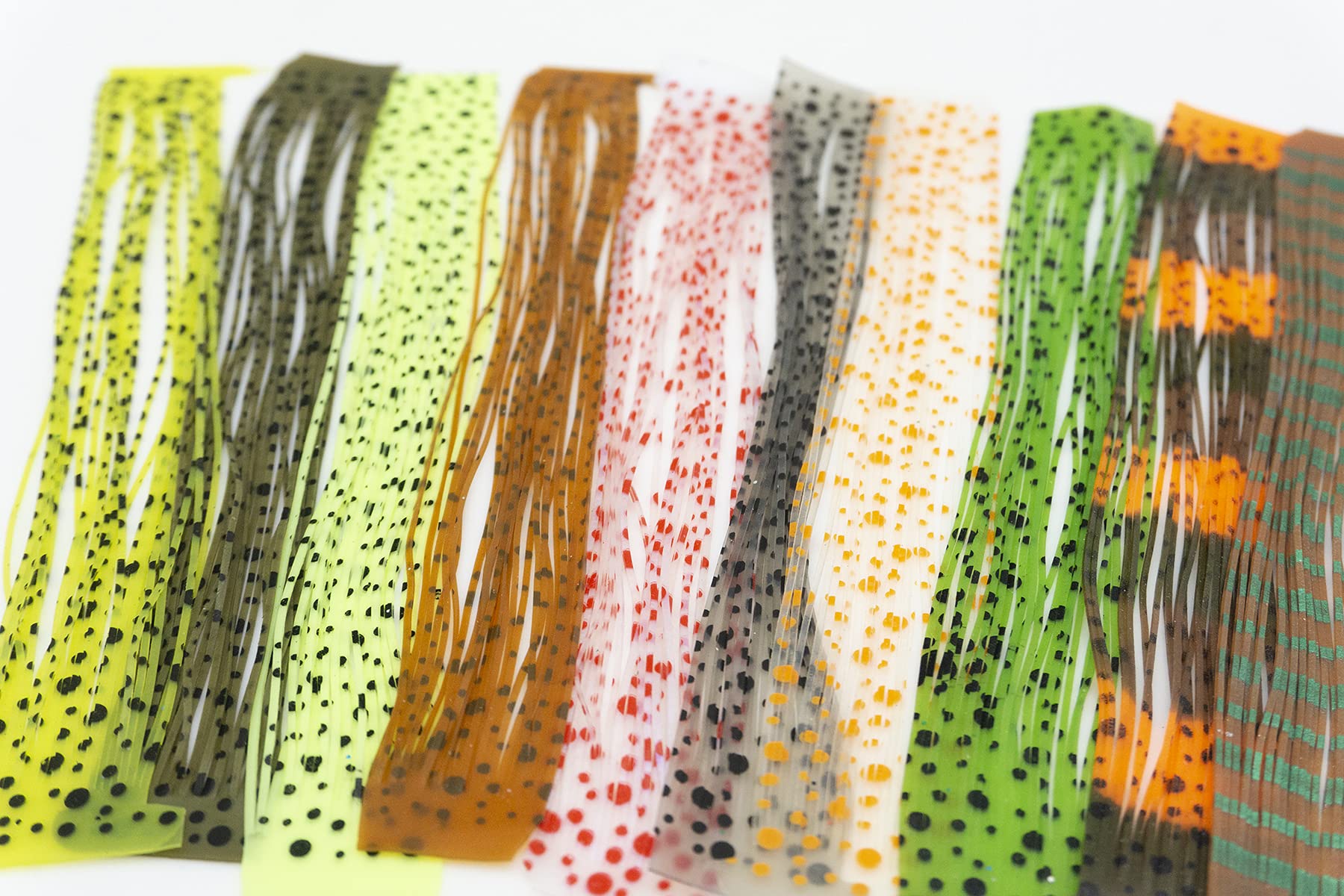 20Pc 10Colours Fishing Jig Lures Mixed Colors DIY Silicone Whole Sheet Skirts for Jig Lures Regular Skirt Colours with Fly Tying Material Free Rubber Band CMB10#