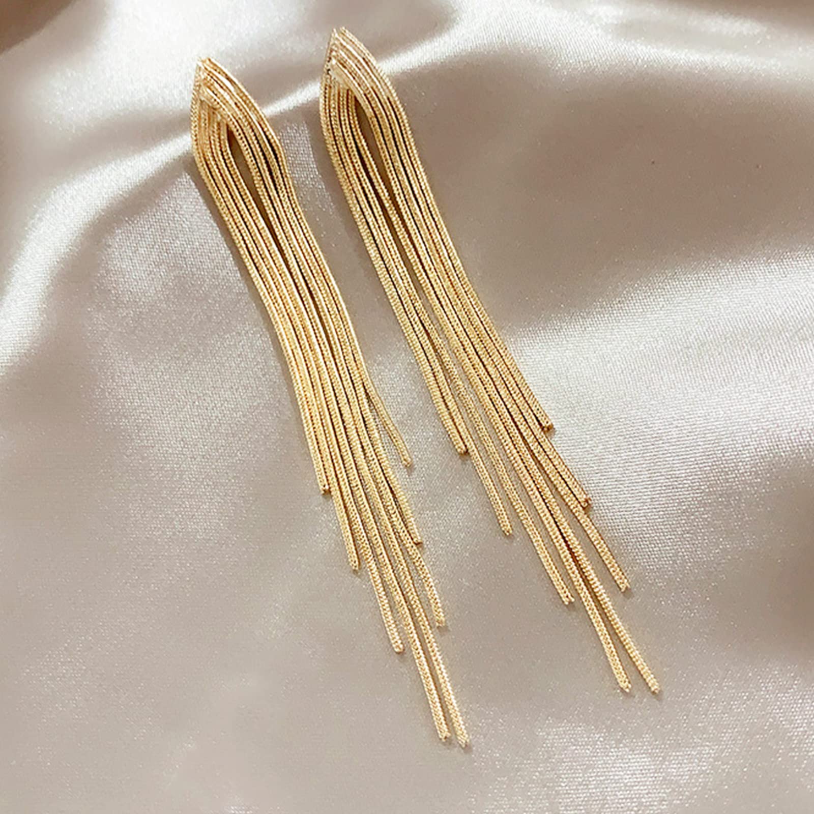 Gold Long Tassel Earrings for Women