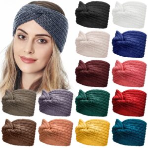 canlierr 15 pieces warm winter headband for women soft knit hair wrap ear warmers crochet head wrap