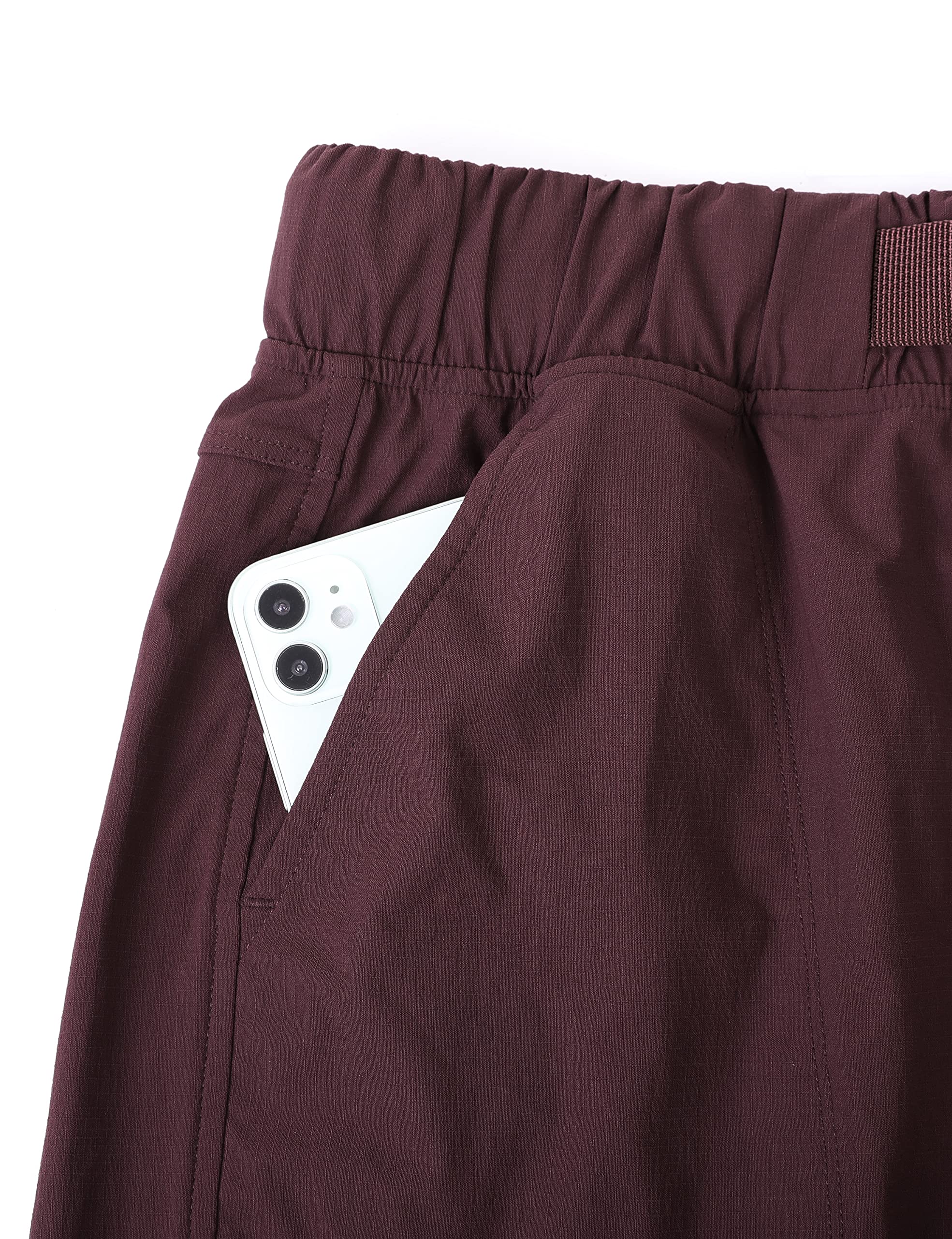 CRZ YOGA Women's Lightweight Cargo Hiking Shorts with Belt 6'' - Stretch Long Summer Athletic Outdoor Workout Shorts Pockets Dark Russet Medium