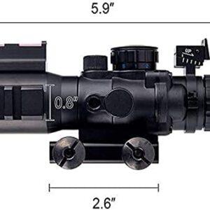 DB TAC INC 4x32 Red/Green/Blue Triple Illuminated Mil-Dot Range Reticle Scope for Picatinny/Weaver Rail